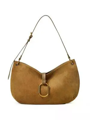 TWINSET Round Suede Shoulder Bag - Neutrals