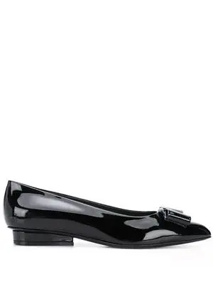 FERRAGAMO Viva Bow Embellished Ballerinas - Black