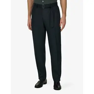 Boggi Milano Tapered-leg Belted Linen Trousers