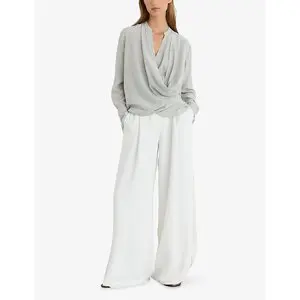 REISS Lauren Notch-neck Draped Silk Shirt