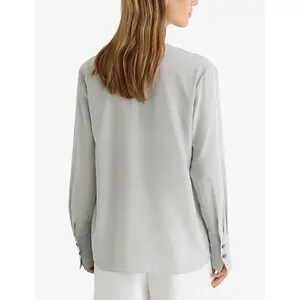 REISS Lauren Notch-neck Draped Silk Shirt