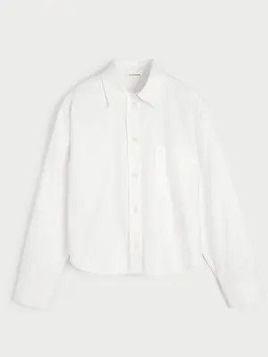 BY MALENE BIRGER Audrey Cropped Organic Cotton Shirt - White Herringbone