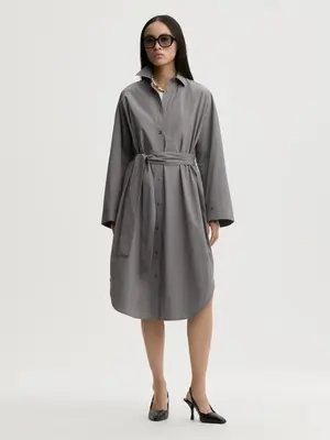 BY MALENE BIRGER Derris Organic Cotton Midi Dress With Belt