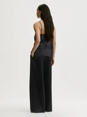 BY MALENE BIRGER Janina Embroidered Satin Top With Strappy Neckline