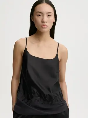 BY MALENE BIRGER Janina Embroidered Satin Top With Strappy Neckline