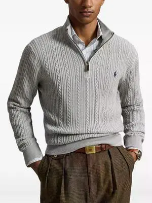 Polo Ralph Lauren Cotton Cable Knit Quarter-zip Sweater - Grey