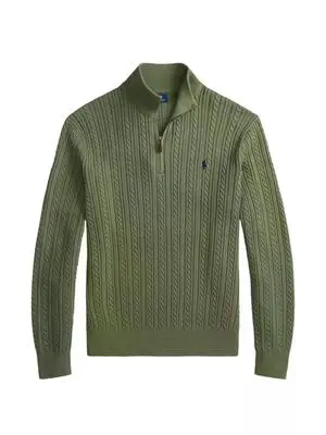 Polo Ralph Lauren Cable-knit Quarter-zip Sweater - Green