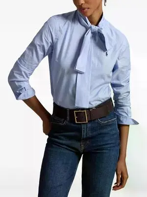 Polo Ralph Lauren Embroidered Logo Shirt With Tie Neck