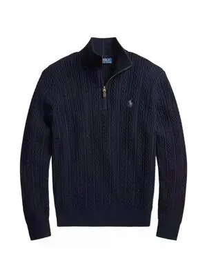 Polo Ralph Lauren Cable-knit Quarter-zip Sweater - Blue