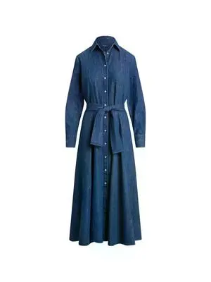 Polo Ralph Lauren Tie-belt Midi Shirt Dress - Blue