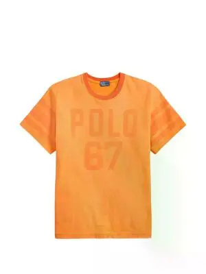 Polo Ralph Lauren Graphic-print Striped-sleeve T-shirt - Orange