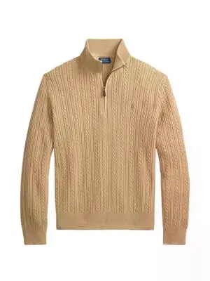 Polo Ralph Lauren Cable-knit Quarter-zip Sweater - Neutrals
