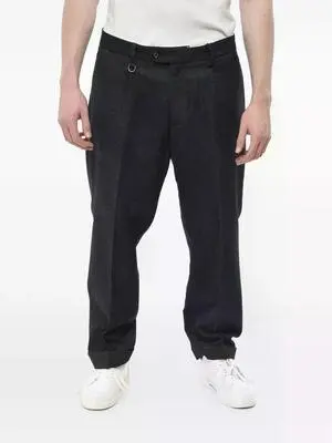 PAOLO PECORA Pleated Turn-up Trousers - Grey