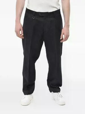 PAOLO PECORA Pleated Turn-up Trousers - Grey