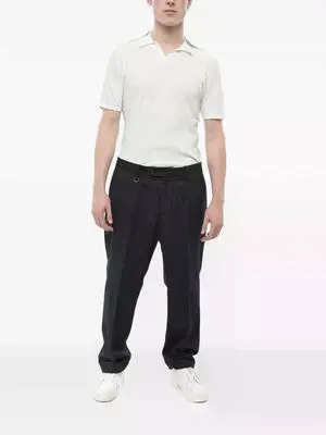 PAOLO PECORA Pleated Turn-up Trousers - Grey