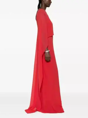 CORTANA Galea Cape-style Draped Maxi Dress - Red