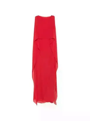 CORTANA Galea Cape-style Draped Maxi Dress - Red