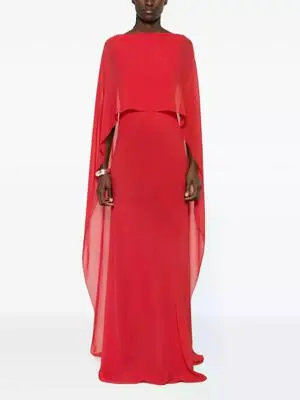 CORTANA Galea Cape-style Draped Maxi Dress - Red