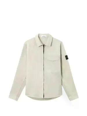 Stone Island Logo-patch Zip-up Shirt - Grey