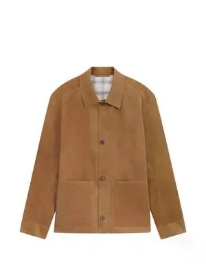 BOSS Suede Button-up Leather Jacket - Neutrals