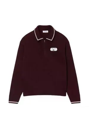 Lacoste Zipped Polo Collar Sweater - Red