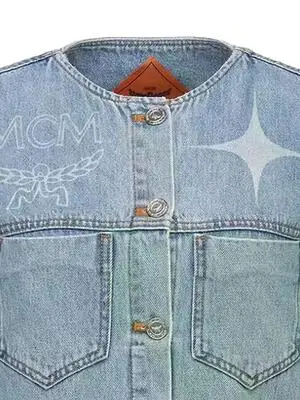 Mcm Logo-print Tie-waist Denim Jacket