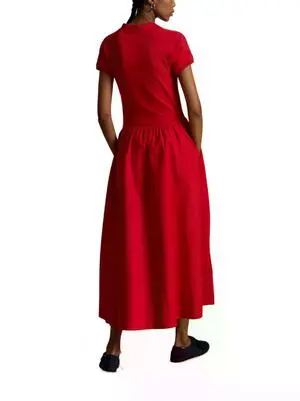 Polo Ralph Lauren Button-detailed Cotton Midi Dress - Red