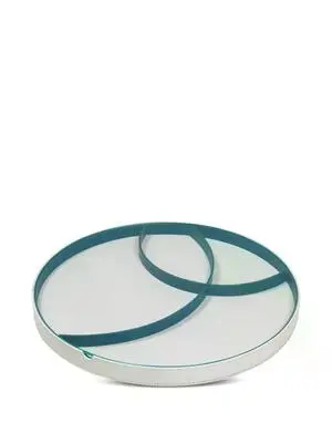 RUDI Leather-trim Circular Tray - Neutrals