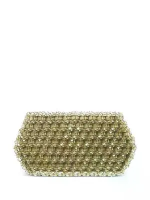 0711 TBILISI Lizzie Bead-embellished Clutch Bag - Green