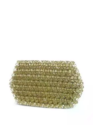 0711 TBILISI Lizzie Bead-embellished Clutch Bag - Green