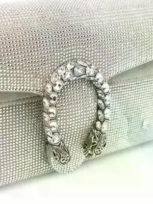 Gucci Dionysus Crystal-embellished Shoulder Bag - Silver