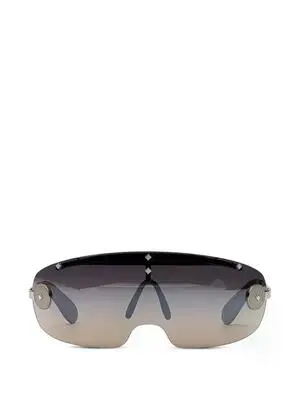 Mcm Shield-frame Stud-embellished Sunglasses - Black
