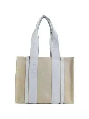Chloé Woody Logo-embroidered Tote Bag - Neutrals