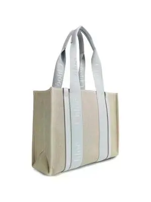 Chloé Woody Logo-embroidered Tote Bag - Neutrals