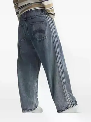 Adidas Logo Embroidered Wide Leg Jeans - Blue