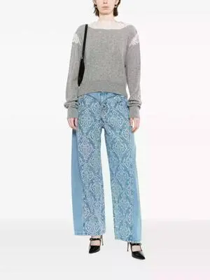 FETICO Hairy-lace Panelled Crop Sweater