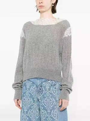 FETICO Hairy-lace Panelled Crop Sweater