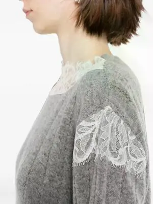 FETICO Hairy-lace Panelled Crop Sweater
