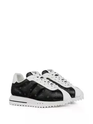 Mcm Visetos-print Panelled Sneakers - Black