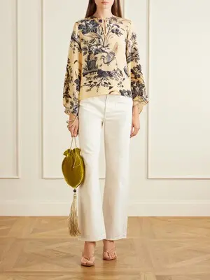 Etro Floral And Fauna Print Silk Crepe De Chine Blouse