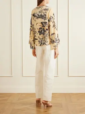 Etro Floral And Fauna Print Silk Crepe De Chine Blouse