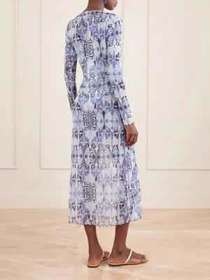 La DoubleJ Slinky Swing Printed Chiffon Midi Dress