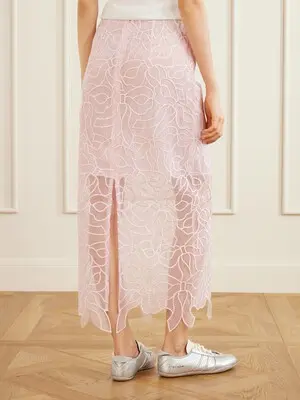 Cecilie Bahnsen Embroidered Organza Maxi Skirt