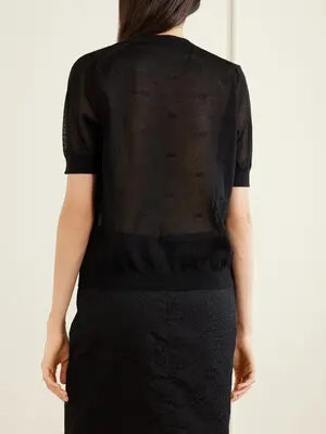 Cecilie Bahnsen Embroidered Ramie Blend Knit Top