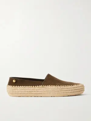 Loewe Paula's Ibiza Rio Suede And Raffia Espadrilles - Green