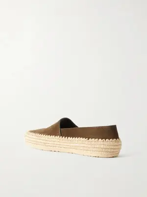 Loewe Paula's Ibiza Rio Suede And Raffia Espadrilles - Green