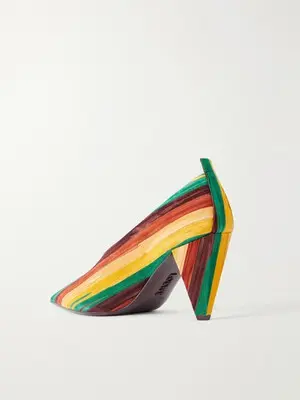 Loewe Origami 85 Striped Suede Pumps