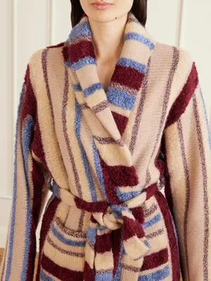 THE ELDER STATESMAN Striped Cashmere And Silk-blend Robe