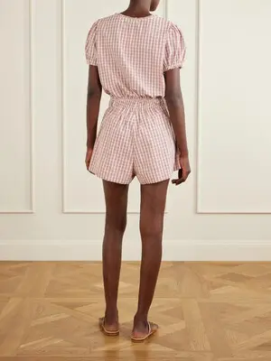 Faithfull The Brand Emilie Checked Cotton Poplin Playsuit