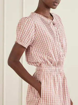 Faithfull The Brand Emilie Checked Cotton Poplin Playsuit